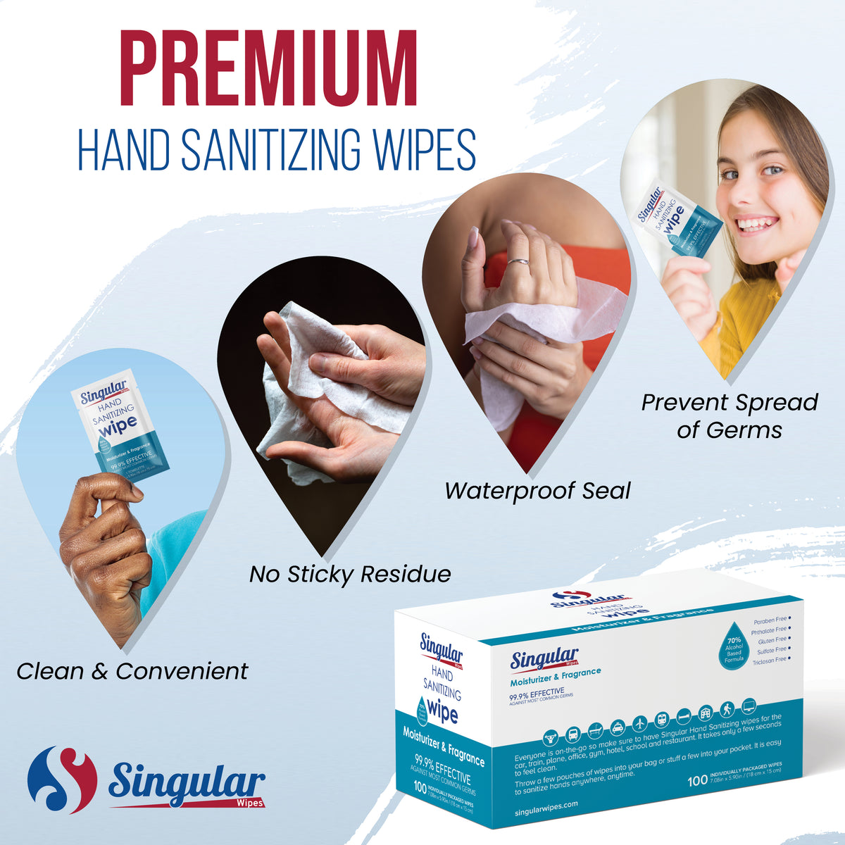 HAND SANITIZING WIPES - 100ct - Individually Packed Premium Hand Sanit ...